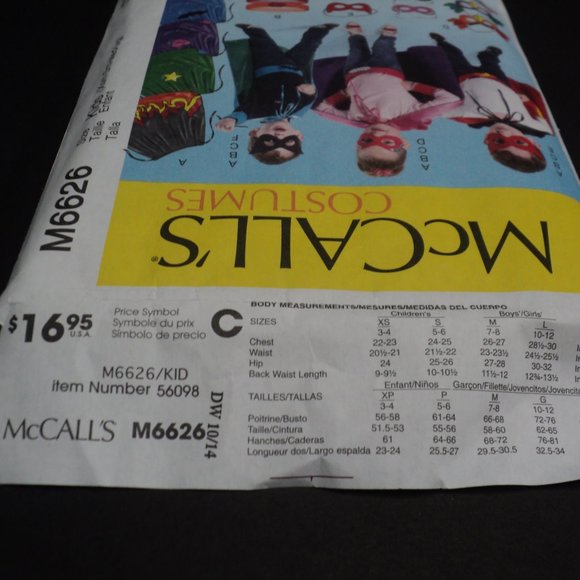 McCall's | Costumes | Mccalls Costumes M6626 Pattern Kids Cape Mask ...
